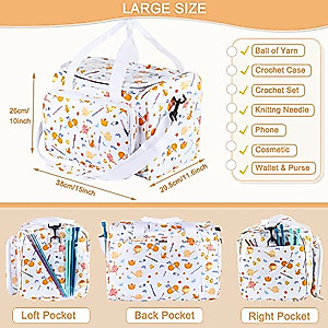 Coopay Huge Crochet Bag Knitting Bag for Crochet Hooks, Portable Yarn Bag Travel Crochet Bag with Removable Inner Divider for Crochet Yarn & Knitting Crochet Supplies -Ideal Knitting Gifts