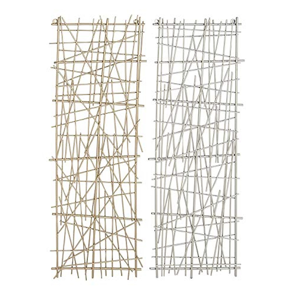 CosmoLiving by Cosmopolitan Metal Geometric Overlapping Lines Wall Decor, Set of 2 13"W, 36"H, Multi Colored