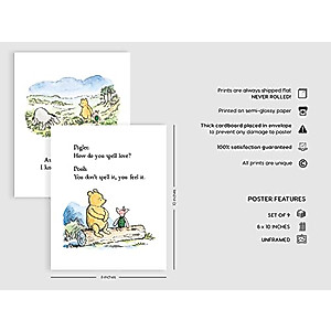 bumbleboo Nistio® Classic Winnie the Pooh Nursery Wall Decor, Winnie the Pooh Print, Winnie the Pooh Playroom Decor, Set of 9 Prints, Piglet, Eeyore, Tigger Nursery Decor, Unframed, 8x10 inches