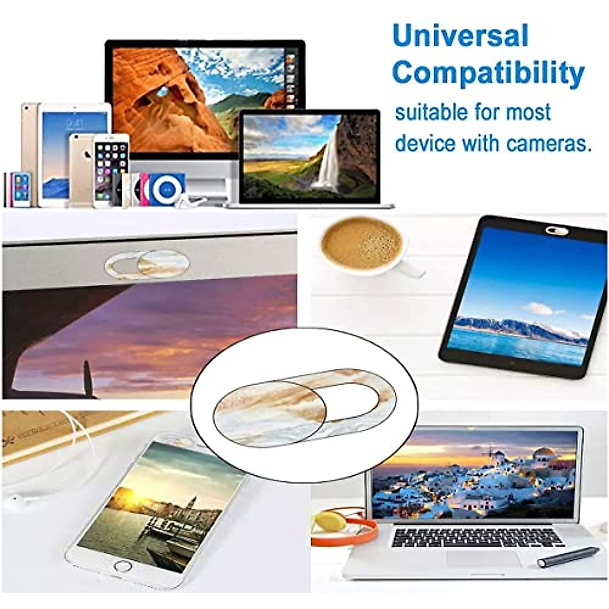 Laptop Camera Cover Slide, Thin Web Camera Cover for Laptop, Desktop, PC, MacBook Pro, MacBook Air, iPad, iMac, Tablet, Protecting Your Privacy Security Camera Slider… (Marble)