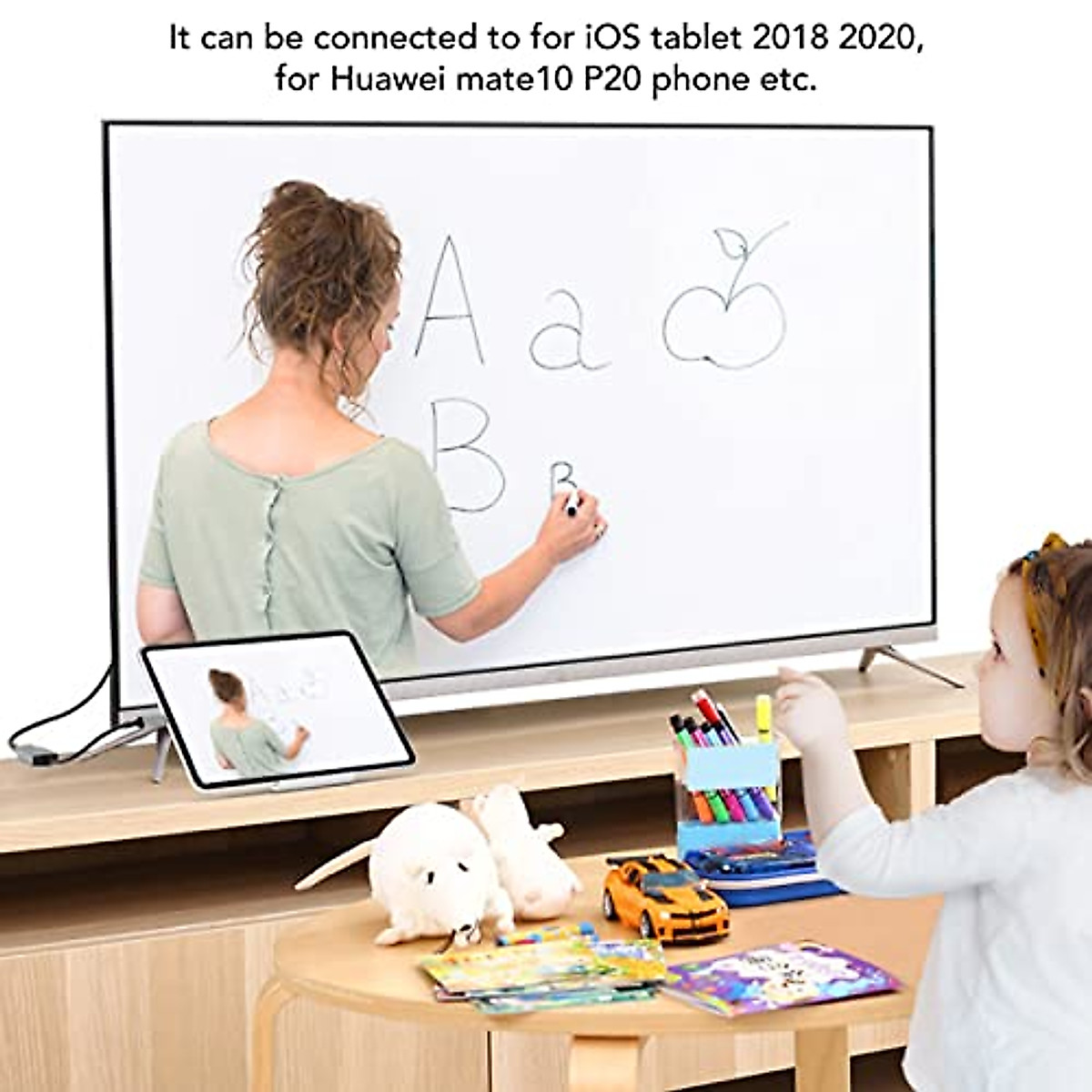 USB C to HDMI Adapter, 4K HD Multimedia Interface Adapter, Portable Aluminum Converter, Anti Interference for Cell Phones Computers