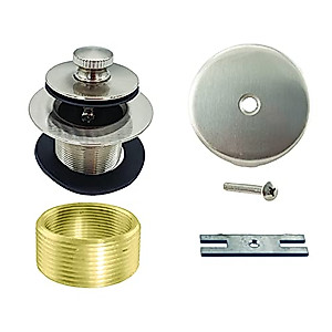 Westbrass D941K-07 1-3/8" Fine Thread Twist & Close Bathtub Drain Trim with One-Hole Overlfow Faceplate, Satin Nickel