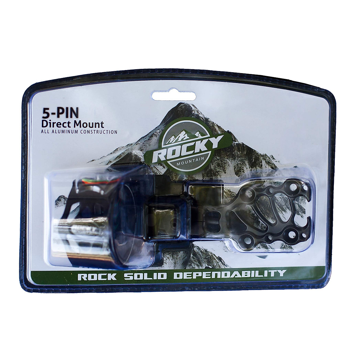 Mountain Rocky Direct Mount 5-Pin Bow Sight - .019” Pins, All Aluminum Construction, 2nd & 3rd Axis Adjustable, Tool Free Micro Adjust Windage & Elevation Laser Etched Markers, Built-In Light Adapter