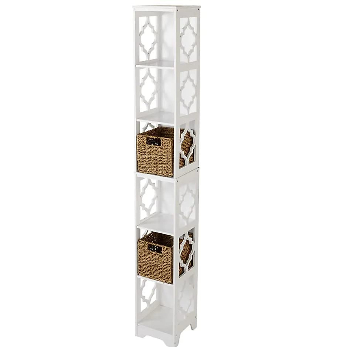 Slim 6-Cubbie Decorative Shelving Unit, Vertical Space (White)