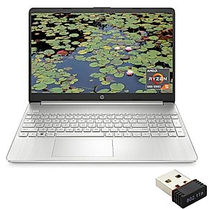 HP 2024 Business Laptop, 15.6" HD Display, AMD Ryzen 5 5500U Processor (6 cores), 8GB RAM, 512GB SSD, AMD Radeon Graphics, Numeric Keypad, Windows 11 Home with USB WiFi Adapter