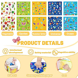 Civaner Baby Tissue Box Toy Montessori Toys for Babies 6-12 Months Cute Crinkle Soft Infant Sensory Toys for Baby Toddlers Boys Girls Educational Sensory Early Learning Gifts