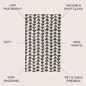 JONATHAN Y MOH206A-8 Aisha Moroccan Triangle Geometric Indoor Farmhouse Area-Rug Bohemian Minimalistic Easy-Cleaning Bedroom Kitchen Living Room Non Shedding, 8 X 10, Cream,Black