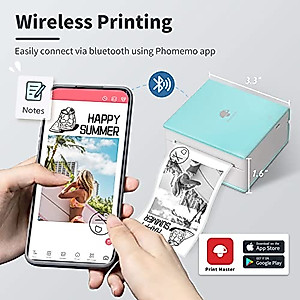 Phomemo Printer M02 Mini Pocket Portable Sticker Printer with 4 Label Paper, Bluetooth Wireless Tiny Handy Labeler, Smartphone Mobile Photo Picture Thermal Label Maker Compatible with Android iOS