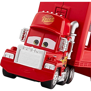 Mattel Disney and Pixar Cars Mini Mack Racers Hauler & 1 Toy Car, Transporter Truck Holds 18 Minis, Collectible Set