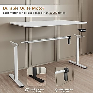 Flamaker Standing Desk, Electric Adjustable Height Stand up Desk, 55 x 24 Inches Home Office Computer Desk with T-Shaped Metal Bracket and Memory Preset, White