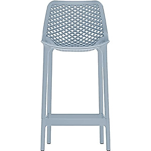 Meridian Furniture 330SkyBlue Mykonos Collection Modern | Contemporary Outdoor Patio Stool with Sky Blue Polypropylene Plastic, Weather Resisting, 17.5" W x 21" D x 38" H, Blue, Set of 4