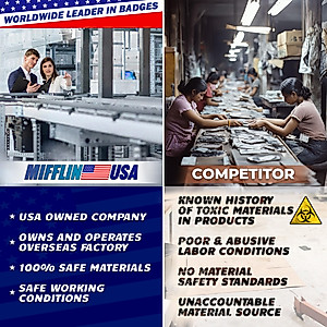 Mifflin-USA Name Tag Magnets (10 Badge Holder Magnets, 1.75 x 0.5 inches), Name Tag Magnet Backs w/ 3 Extra-Strong Neodymium Magnets for ID Badge Holders