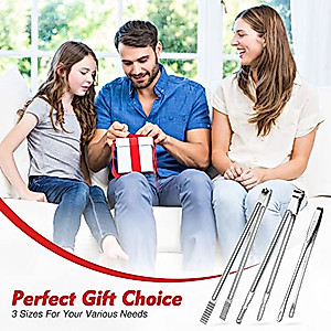 3 Pieces Grill Tongs for Cooking BBQ, 12 & 16" Extra Long Kitchen Tongs,Premium Stainless Steel Tongs,Heavy Duty Grilling Tongs for Cooking,Barbecue, Buffet