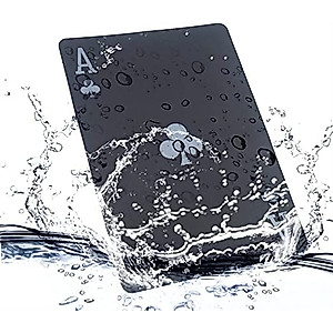 MSTICORA Gold Foil Poker Set - US Dollar Playing Cards - Plastic Playing Cards - Casino Cards (Black 1 Deck)