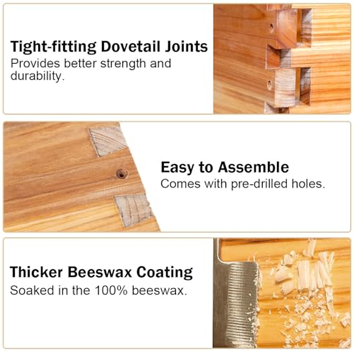 BeeCastle 10 Frame Medium Super Bee Hive Box, Langstroth Honey Bee Hive Dipped in 100% Beeswax Include Beehive Frames and Wax Foundations (Unassembled)