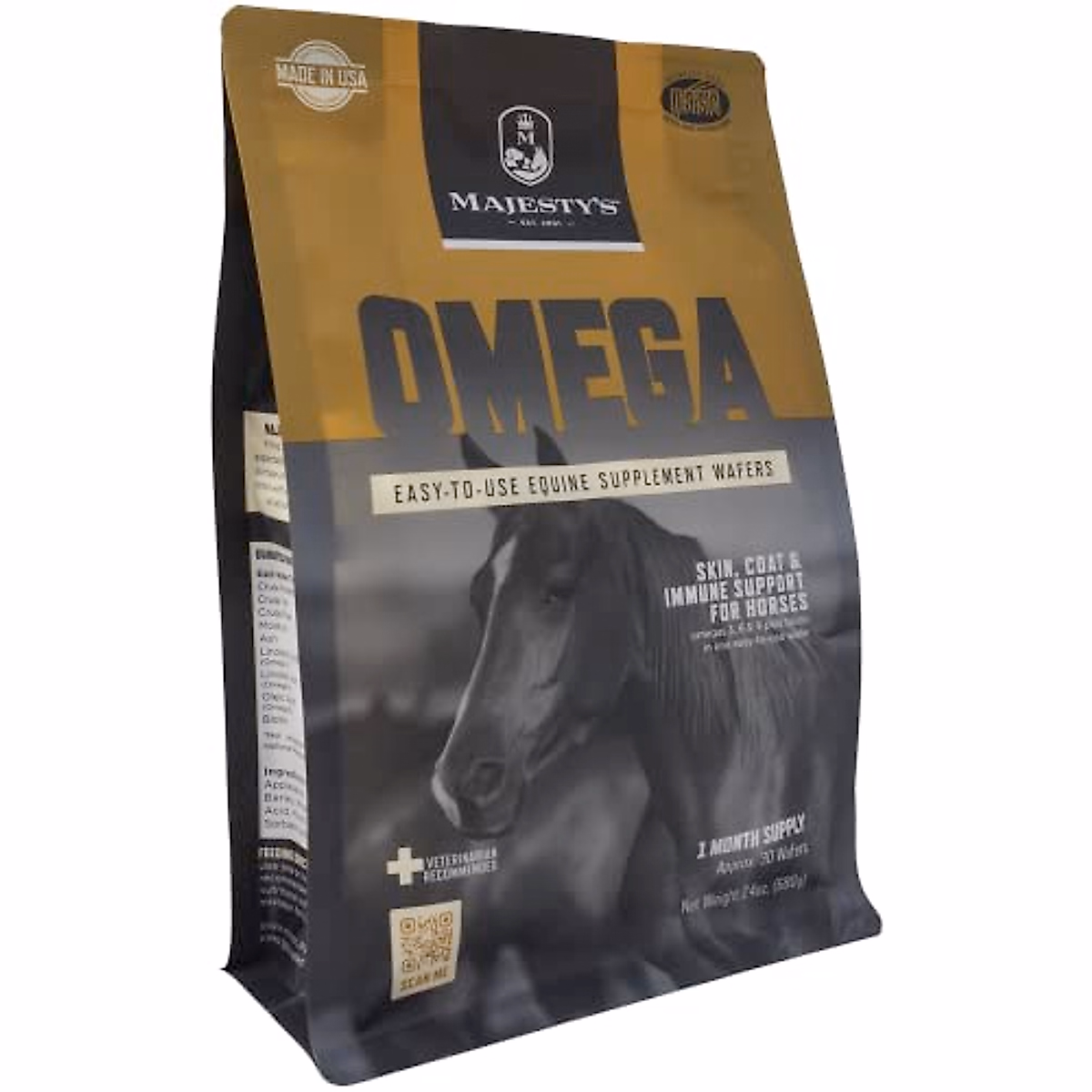 Majesty's Omega Wafers - Superior Horse / Equine Skin, Coat, and Immune Support Supplement - Omega 3, 6, 9, and Biotin - 60 Count (2 Month Supply)