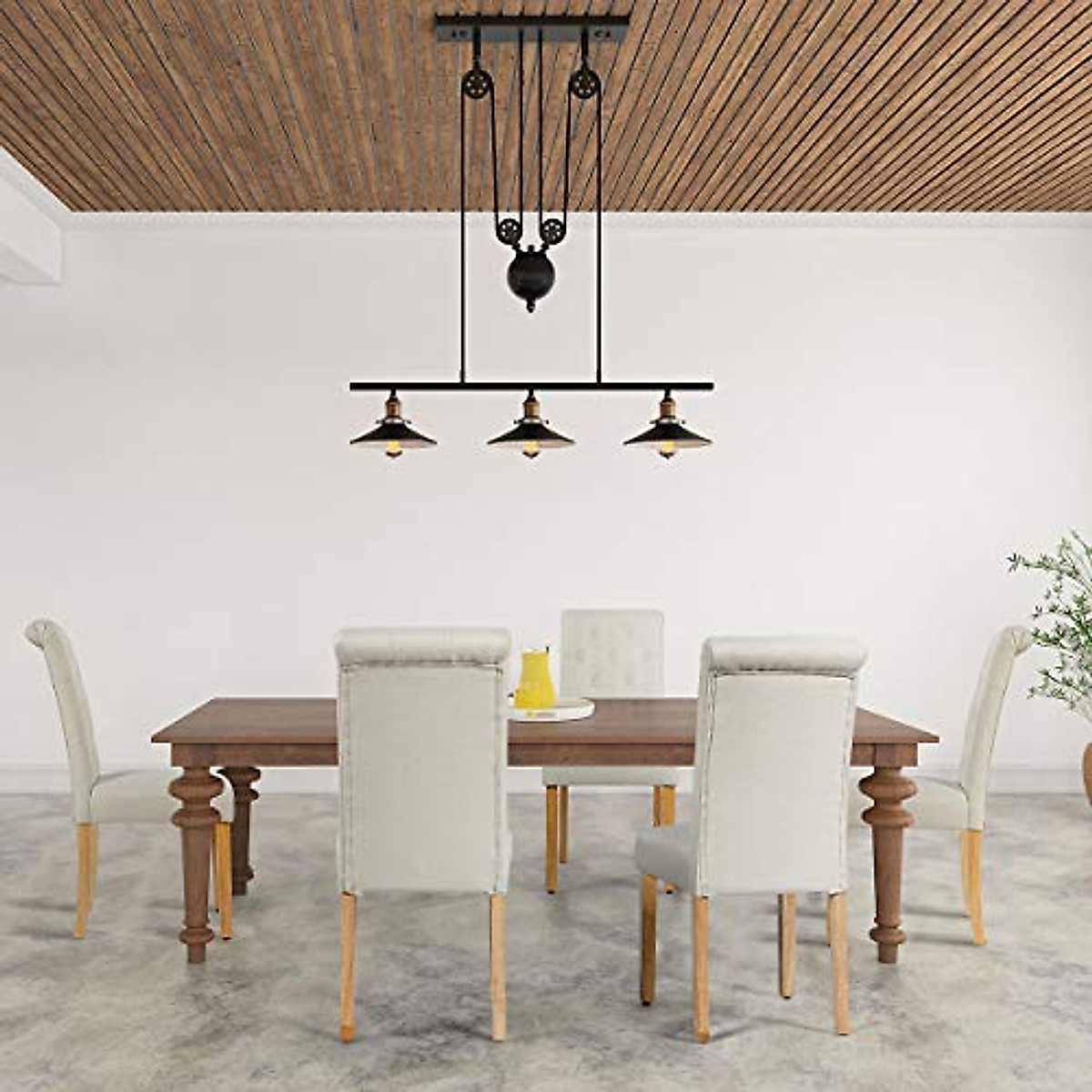 S AFSTAR Upholstered Dinning Chairs Set of 4, Tufted Parsons Chairs with Solid Rubber Wood Legs & Adjustable Feet, High Back Padded Dining Chairs for Kitchen Living Room Restaurant (4, Beige)