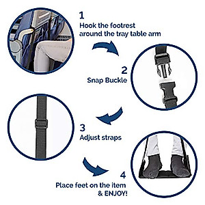 Airplane Foot Rest Hammock with Flat Rigid Base for Plane, Car & Desk - Travel Essentials, Portable, Perfect for Adults & Kids