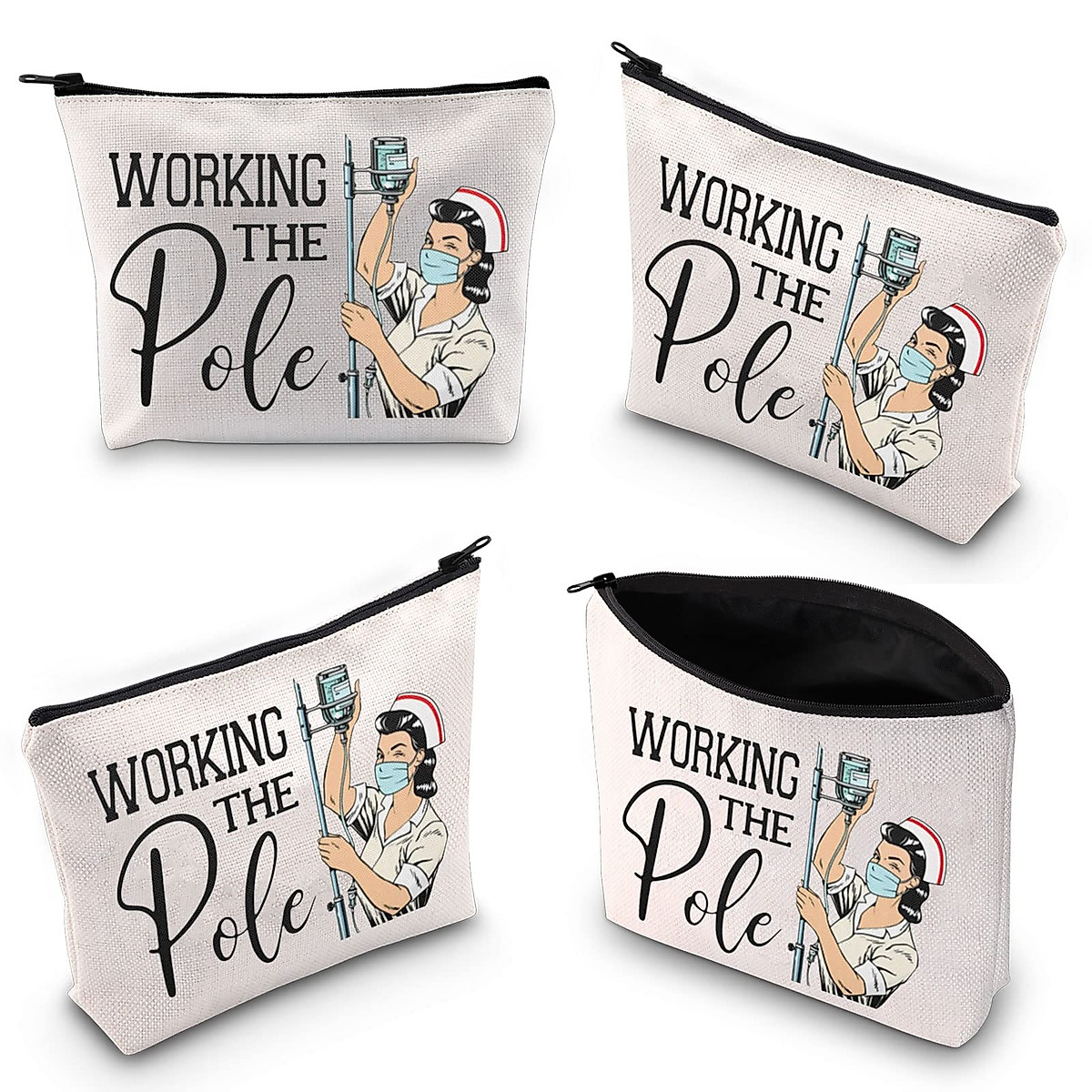 TOBGBE ER Nurse Gift Emergency Room Zipper Bag ICU Nurse Gift Appreciation Makeup Bag Nurse Graduation Gift (Working The Pole)