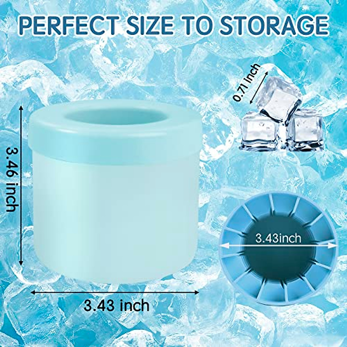 Cylinder Silicone Ice Cube Mold, New 3D Ice Cubes Maker, Decompress Ice Lattice, Press-Type Easy-Release Ice Cup (Blue-Green)