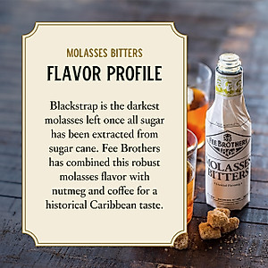 Fee Brothers Molasses Cocktail Bitters - Aromatic Cocktail Mixer & Concentrated Flavoring, Gluten Free, Vegan-Friendly, 5 fl oz