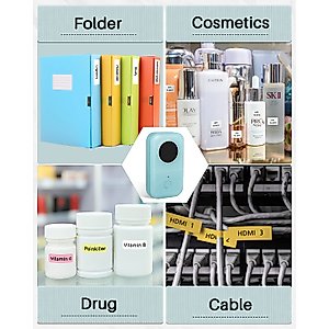 Memoqueen D30 Label Maker-Bluetooth thermal Mini Label Printer-Portable label Maker Machine with tape,Labeler Compatible with Phomemo D30 iOS&Android, Easy to Use for home office organization,Green