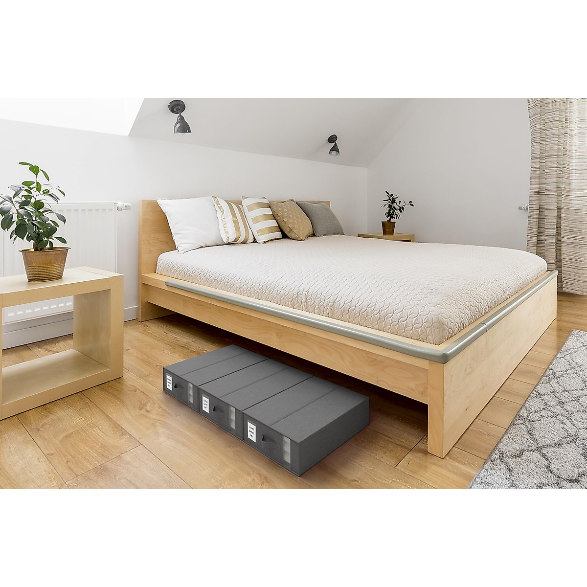 PARANTA Bed Sheet Organizers and Storage 6 Pack,Foldable Linen Closet Organizer,Twin Full Bed Sheet Organizers with Label Handle Window,Sheets Set Keeper for Blanket Duvet Cover Queen or King Grey