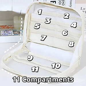 AuraGlor Pencil Case Clear Large Capacity 11 Compartments Big Pencil Pouch Pen Bag Box Holder Organizer Simple Storage Aesthetic Stationery Cosmetic for Adults Men Women Office Essentials (Grey)