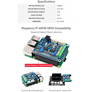 waveshare HRB8825 Stepper Motor HAT for Raspberry Pi and Jetson Nano, Drives Two Stepper Motors, Up to 1/32 Microstepping User for 3D Printer Sculpturing Machine Mechanical Arm