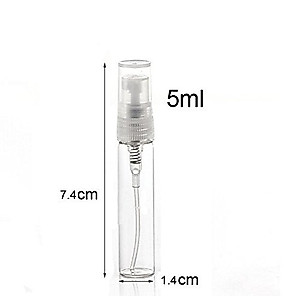 Elfenstal- 25pcs Clear 5ml 1/6oz Glass Atomizer bottle Spray Refillable Perfume Empty Bottle Glass Clean Cloth for Travel Party Must Makeup Tool
