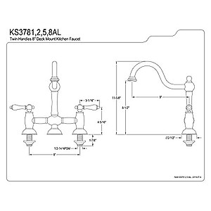 Kingston Brass KS3785AL Restoration Bridge Kitchen Faucet, Oil Rubbed Bronze