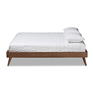 Baxton Studio Lissette Mid-Century Modern Walnut Brown Finished Wood Queen Size Platform Bed Frame
