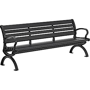 Global Industrial 6' Aluminum Park Bench with Backrest, Black