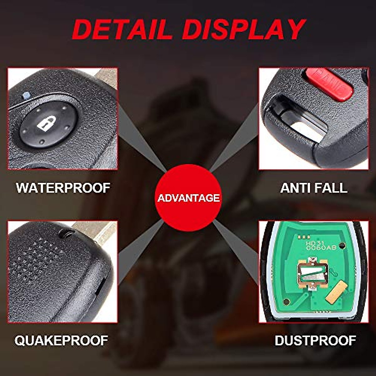 cciyu 4 Buttons Key Fob Replacement Keyless Entry Remote Car Key Fob Clicker Transmitter Alarm Replacement for 08-15 for H onda Accord/Pilot KR55WK49308 267T-5WK49308 5WK4930 (Pack of 1)