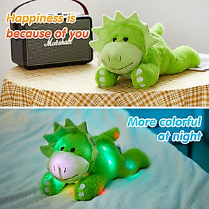 Glow Guards 15'' Light up Triceratops Dinosaur Stuffed Animal,LED Soft Dinosaur Plush Toy with Night Lights Glow in The Dark,Children's Day Birthday for Toddler Kids