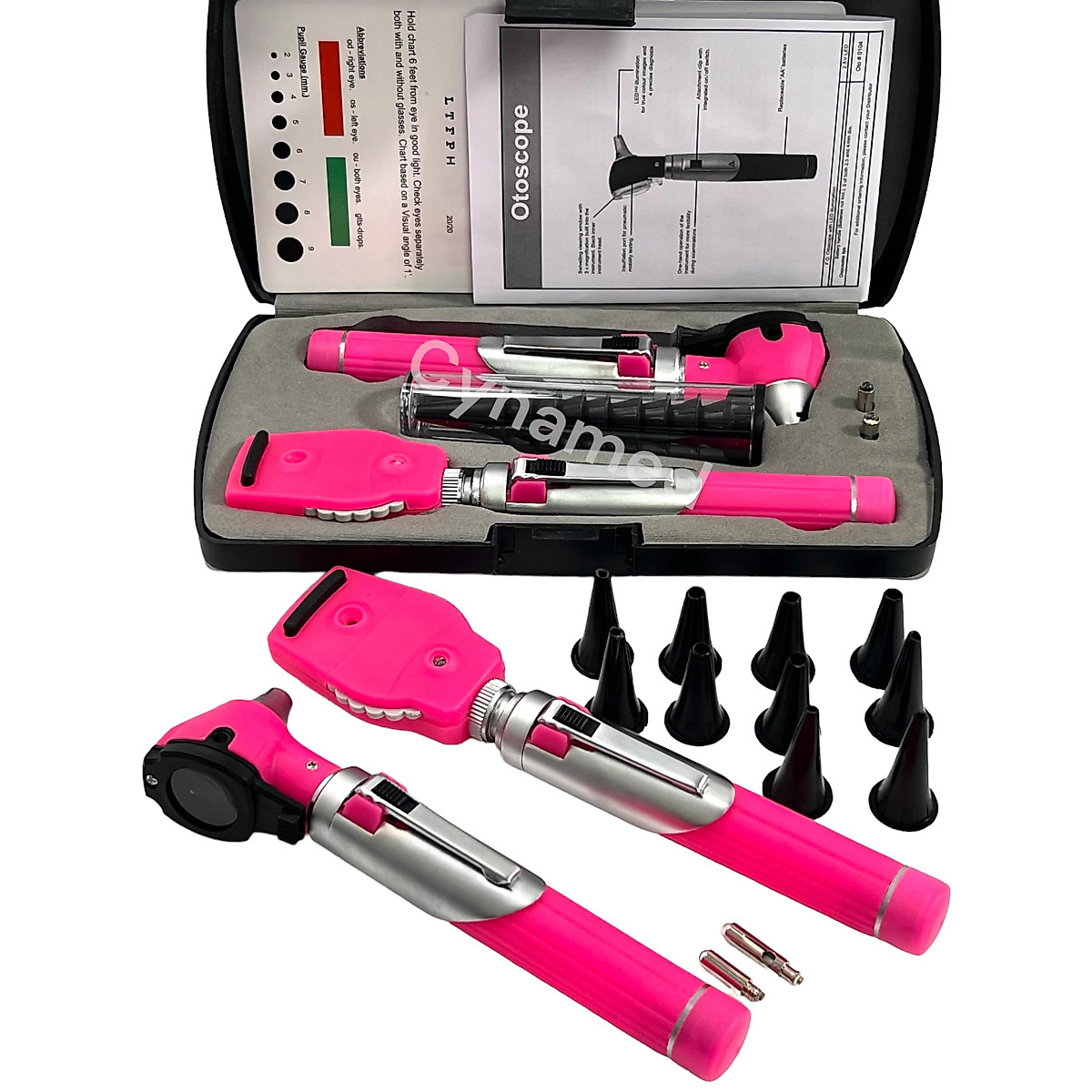 Premium Double Handle Otoscope Set -Otoscope/Great for School -Cynamed (PINK)