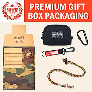 Rough Enough Small Coin Purse for Men Change Purse Keychain Coin Pouch for Women with Lanyard in Black Cordura