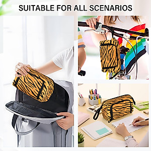 Quteprint Large Capacity Pencil Case, Animal Tiger Skin Pattern Portable Pencil Bag Pen Case Pouch with Zipper, Office School Stationery Bag Pencil Box Holder for Teens Girls Boys Adults Student