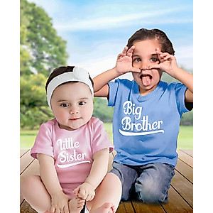 Big Brother Little Sister Matching Outfits Baby Announcement Sibling Shirts Set Kids Shirt California Blue/Baby Pink Kids Shirt 3T / Baby Newborn