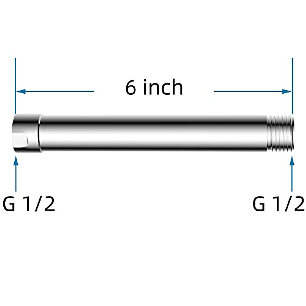 Hibbent All Metal 6 Inch Shower Head Extension Arm, Solid Brass Shower Arm Extension Shower Head Extender, Water Outlet Lowers Existing Shower Head-Lower Shower Head, Chrome Finish