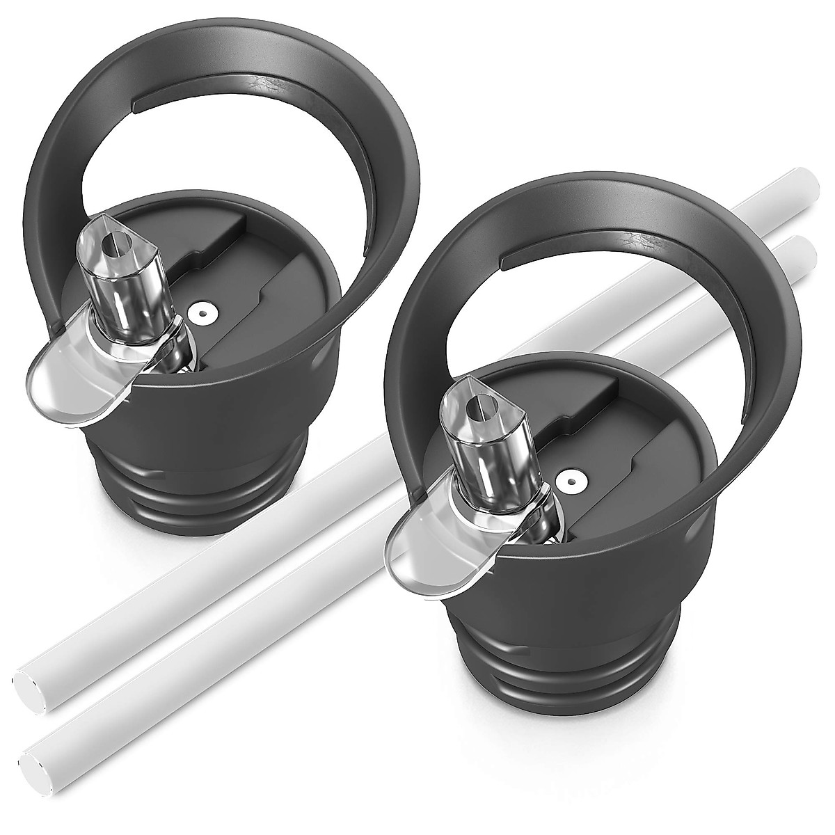 (Straw Lid x 2) Straw Lid for Insulated Water Bottles Compatible with Hydro Flask Standard. Replacement Sport Flip Top for 1.91 Double Walled Thermo Mug