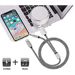 [Apple MFi Certified]2 in 1 Audio Charging Cable Compatible with iPhone,Lightning to 3.5mm Aux Cord Audio Jack Works with Car Stereo Speaker Headphone Car Charger Support iPhone 12/11/11 Pro/XS/XR/8/7