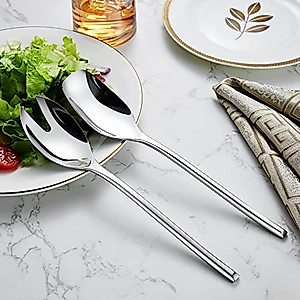 KEAWELL Deluxe Large 10" Salad Servers，18/10 Stainless Steel Salad Serving Set, Set of 2 Includes a Salad Spoon and Salad Fork.