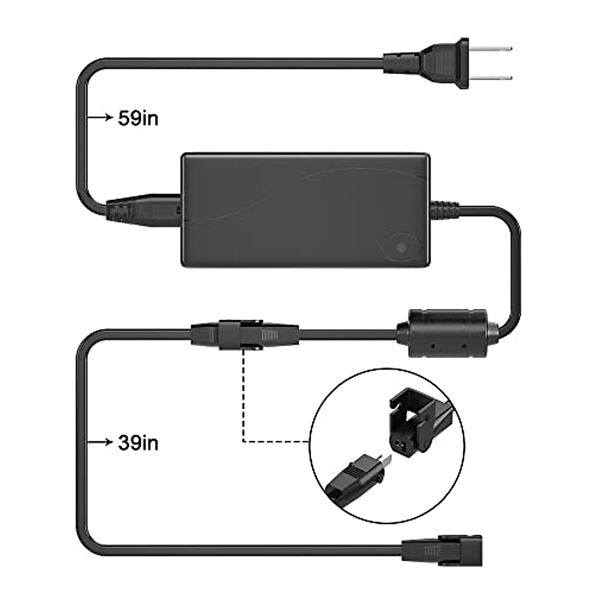 Recliner Power Supply, Ponkor AC/DC Switching Power Supply Transformer 2-pin 29V 2A Adapter with Extension Cord for Lift Chair or Power Recliner Limoss OKIN