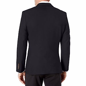 Amazon Essentials Men's Long-Sleeve Button-Front Slim-Fit Stretch Blazer, Black, 44