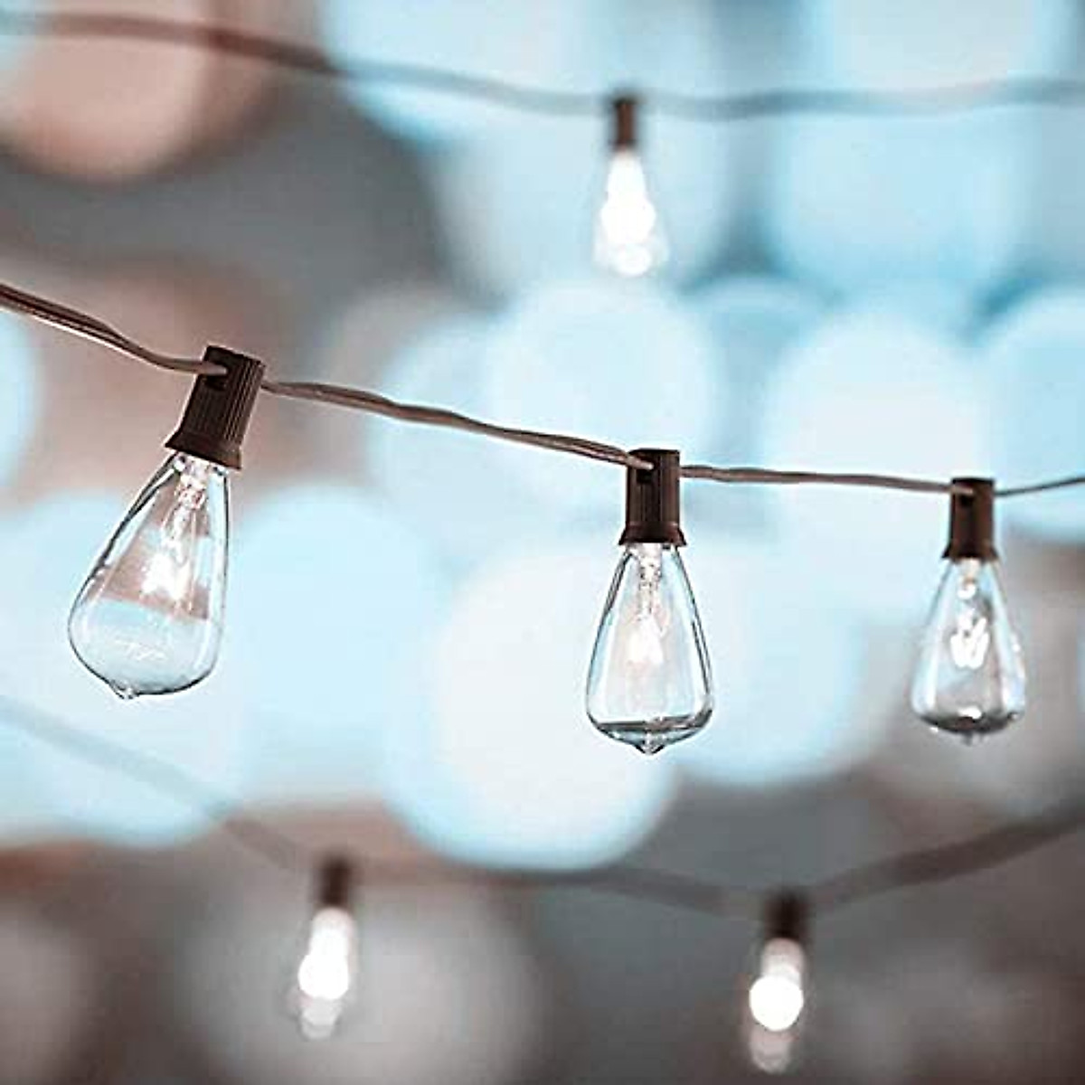 SUNSGNE 10Ft Outdoor Patio String Lights with 11 Edison Bulbs (1 Spare), Edison Bulb String Lights for Garden Backyard Porch Bistro Party Deck Umbrella, Brown