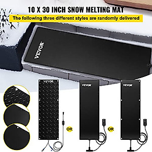VEVOR 30 0in, 10in x 30in 120V Walkway, PVC Heated Ice Power Cord, Ideal Winter Outdoor Slip-Proof Snow Mat, 2'' per Hour Melting Speed, Black