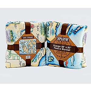 San Juan Island Map Fleece Blanket - Hand-Drawn Original Art - Soft, Cozy, and Warm Throw Blanket for Couch - Unique Gift - 58"x 50"