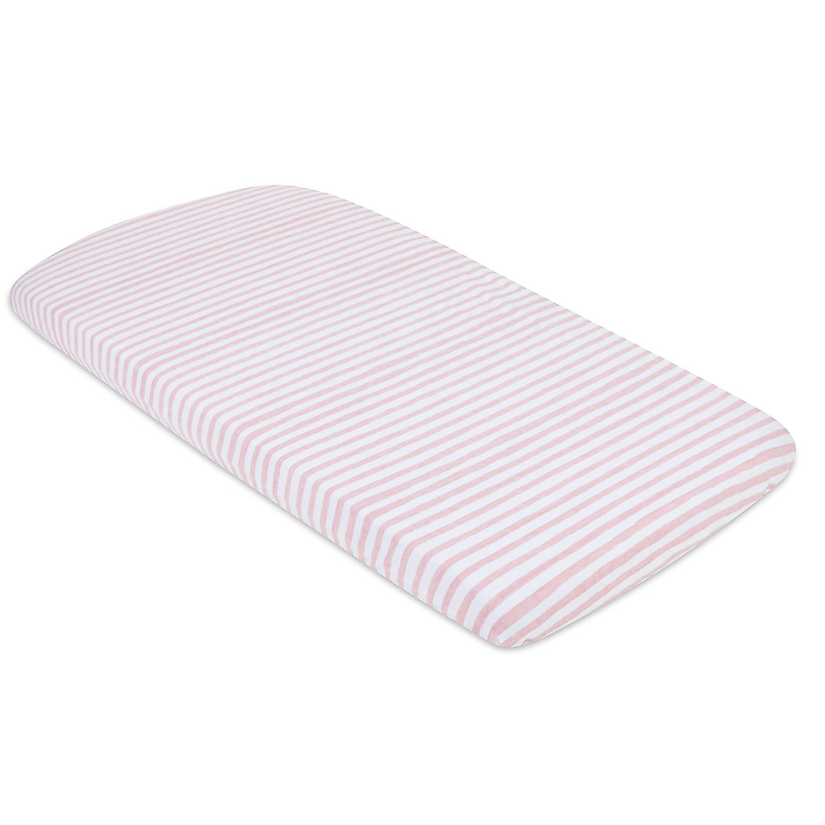 Ely's & Co. Patent Pending Waterproof Bassinet Sheet, No Need for Bassinet Mattress Pad Cover, 2 Pack Mauve Pink Splash & Stripes,for Baby Girl 32" 16"X3"