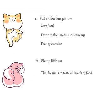 Shiba Inu Dog Plush Pillow, Cute Corgi Akita Stuffed Animals Doll Toy Gifts for Valentine's Gift, Christmas,Sofa Chair, Brown Round Eye, 15"